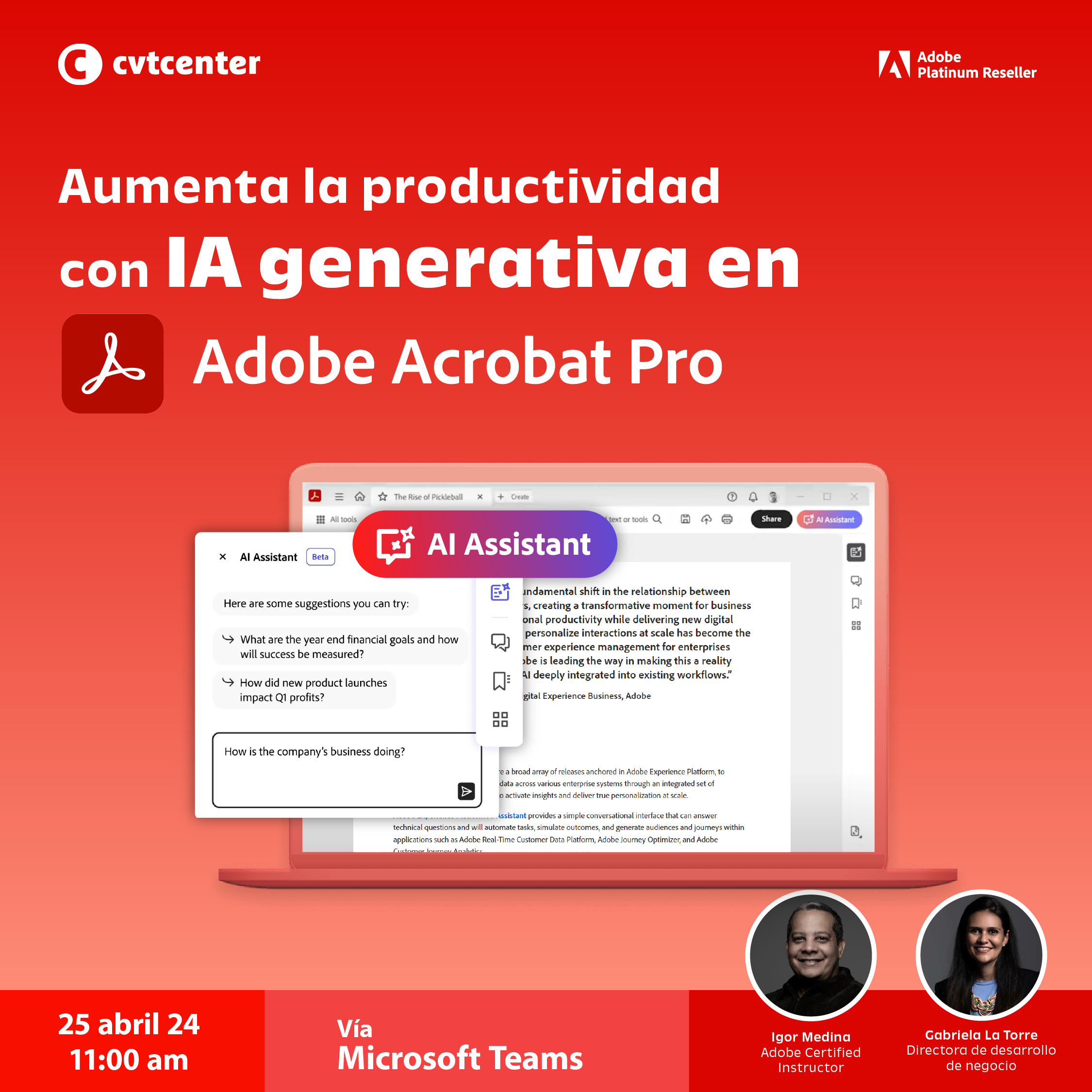 Aumenta la productividad con IA generativa en Adobe Acrobat | cvtcenter